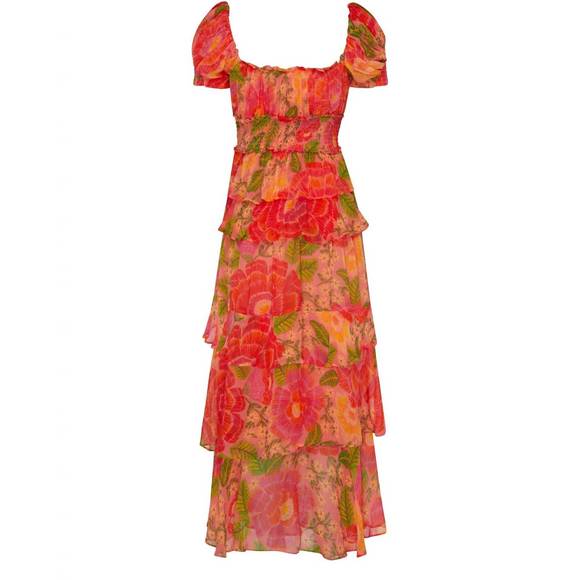 FARM Rio | Dresses | New Farm Rio Blooming Floral Layered Maxi Dress In ...
